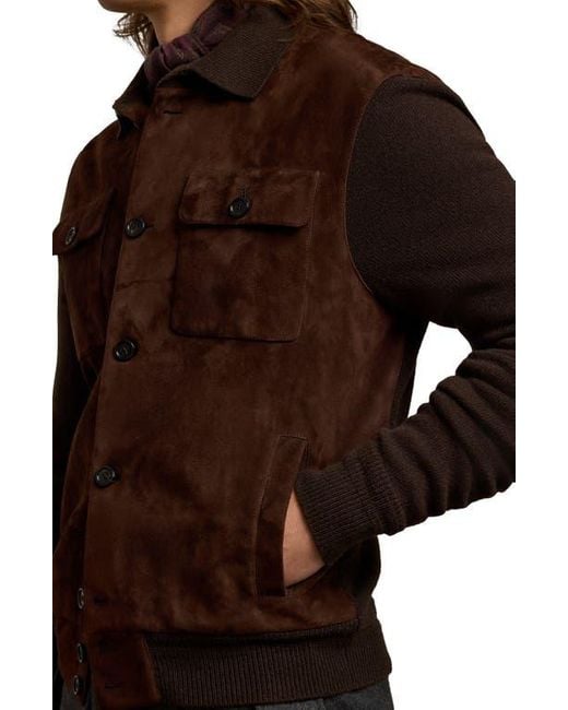 Ralph Lauren Suede & Cashmere Button-Up Shirt Jacket in Black for Men ...