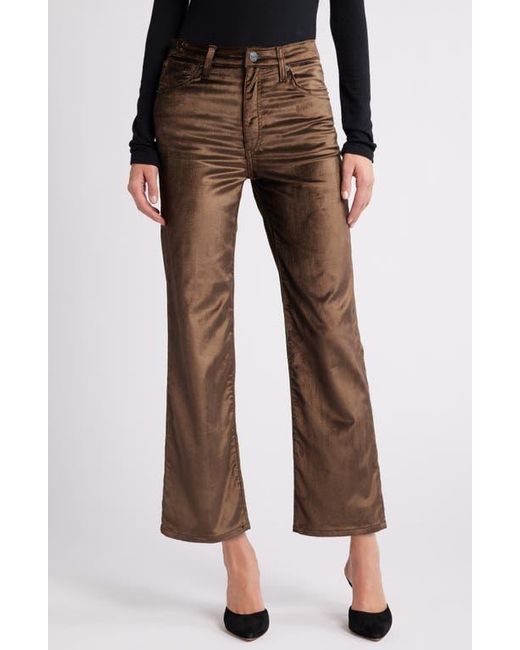 FRAME Le Sleek Velvet Ankle Straight Leg Pants in Black | Lyst