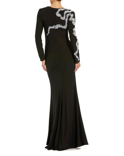 Mac Duggal Beaded Swirl Appliqué Gown in Black | Lyst