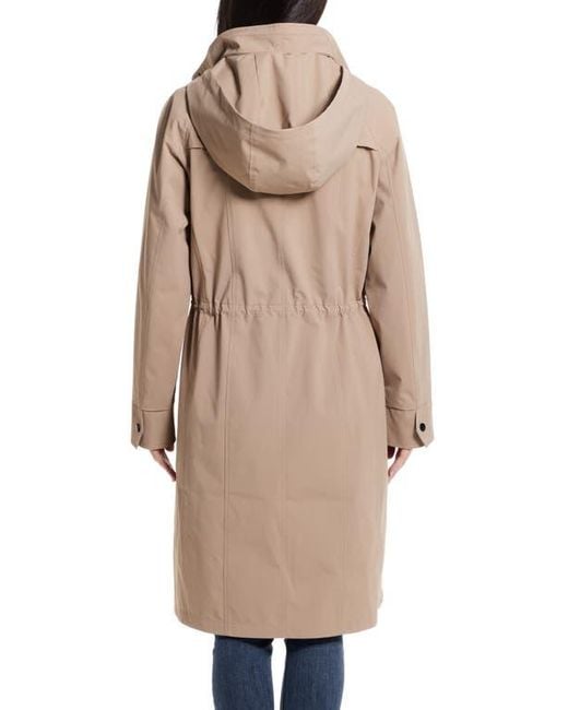 Gallery Water Resistant Raincoat With Removable Hood in Brown | Lyst