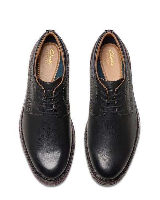 Clarks Monahan Plain Toe Oxford in Black for Men | Lyst