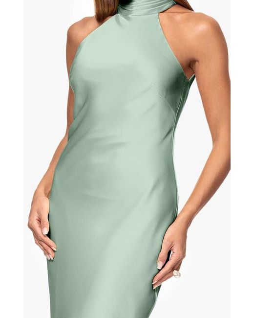 Xscape Evenings Halter Neck Satin Sheath Gown in Green | Lyst