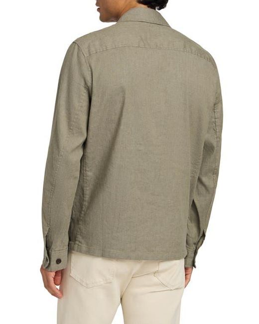 Faherty Movement Flex Linen & Cotton Button-Up Shirt Jacket in Green ...