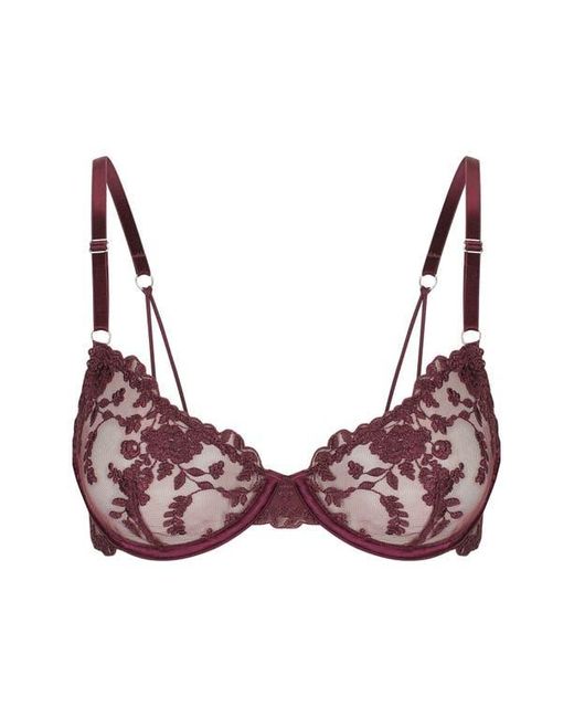 KAT THE LABEL Nicolette Embroidered Underwire Bra in Brown | Lyst
