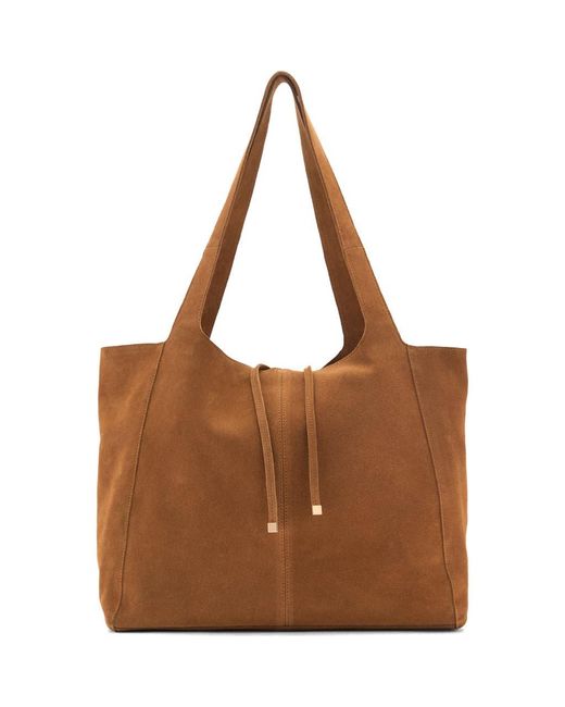 Mango Suede Shopper Bag in Brown | Lyst