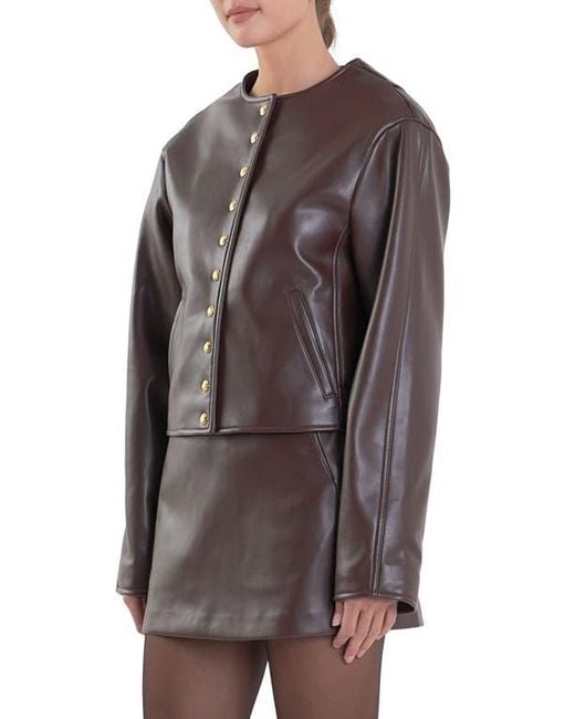 English Factory Faux Leather Jacket in Brown | Lyst