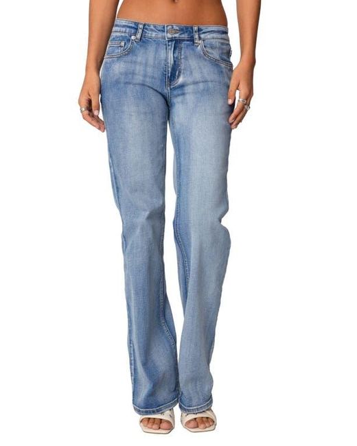 Edikted Low Rise Bootcut Jeans in Blue | Lyst