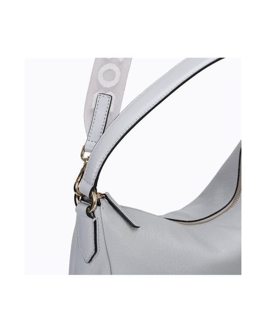BOSS Medium Alyce Leather Hobo Bag in Gray | Lyst