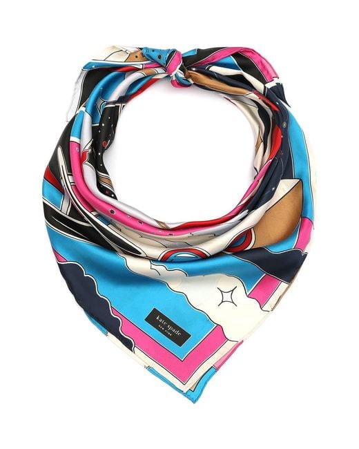 Kate Spade Outer Space Silk Square Scarf in Blue | Lyst