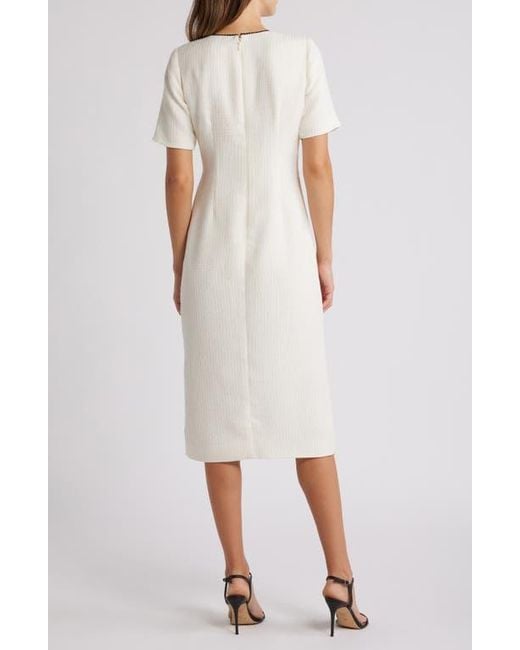ZOE AND CLAIRE Pocket Tweed Midi Dress in White | Lyst