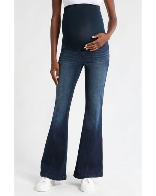 1822 Denim Over The Bump Darted Flare Maternity Jeans in Blue | Lyst