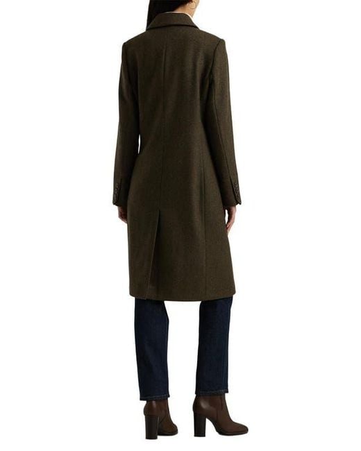 Ralph Lauren Herringbone Coat in Black | Lyst