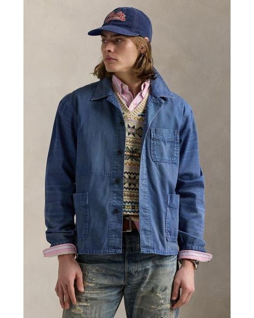 Polo Ralph Lauren Rustic Cotton Twill Jacket in Blue for Men | Lyst