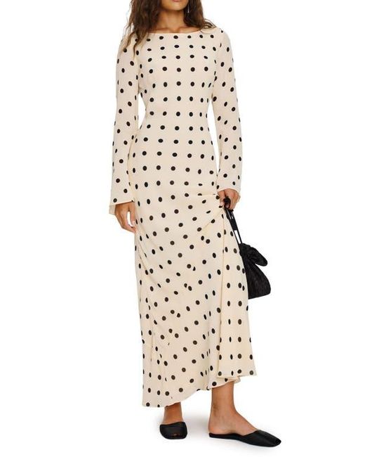 Reformation Esra Polka Dot Chiffon Maxi Dress in Natural | Lyst