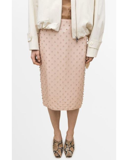 Mango Crystal Embellished Midi Skirt in Natural | Lyst