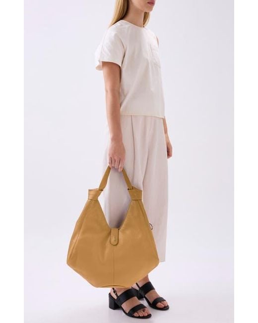 BEHNO Large Nelli Pebble Leather Hobo Bag in Natural | Lyst