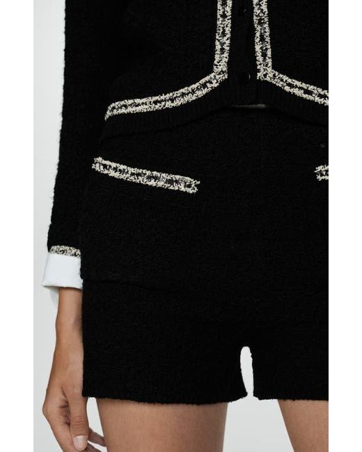 Mango Contrast Trim Knit Shorts in Black | Lyst