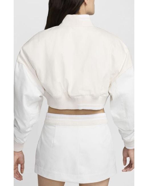 Nike Sportswear Destroyer Crop Canvas Jacket in White | Lyst