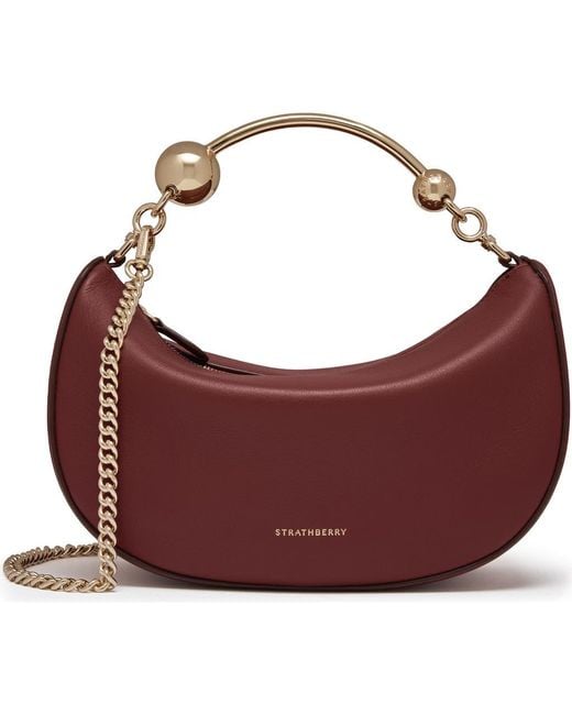 Strathberry Mini Crescent Moon Leather Shoulder Bag in Purple | Lyst