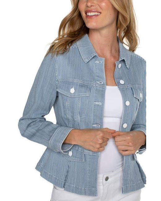 Liverpool Los Angeles Stripe Peplum Trucker Jacket in Blue | Lyst