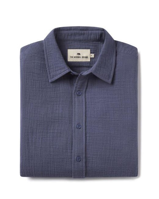 The Normal Brand Kalo Cotton Gauze Button-Up Shirt in Blue for Men | Lyst