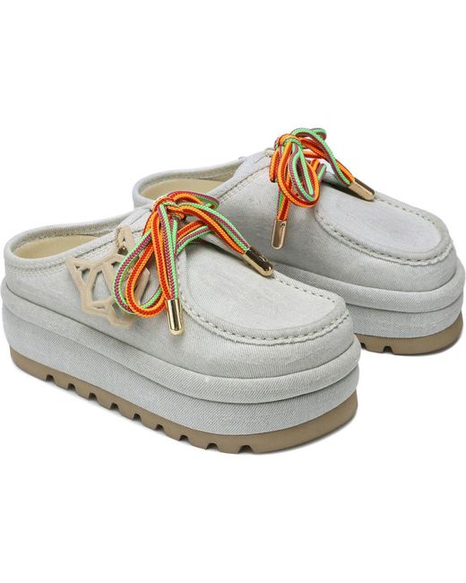 Naked Wolfe Blizzard Genuine Shearling Platform Clog in Gray | Lyst