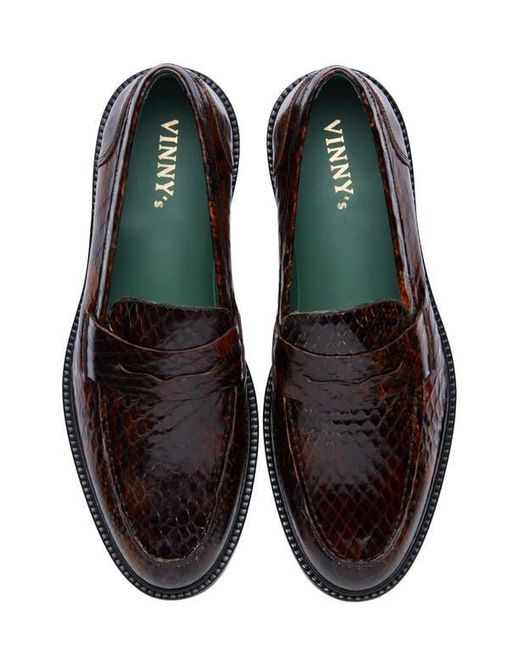 VINNY'S Townee Snake Embossed Penny Loafer in Black for Men | Lyst