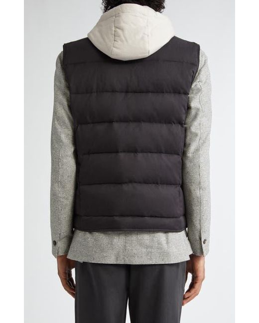 Eleventy Silk Puffer Down Vest With Removable Hooded Bib Inset in Black ...