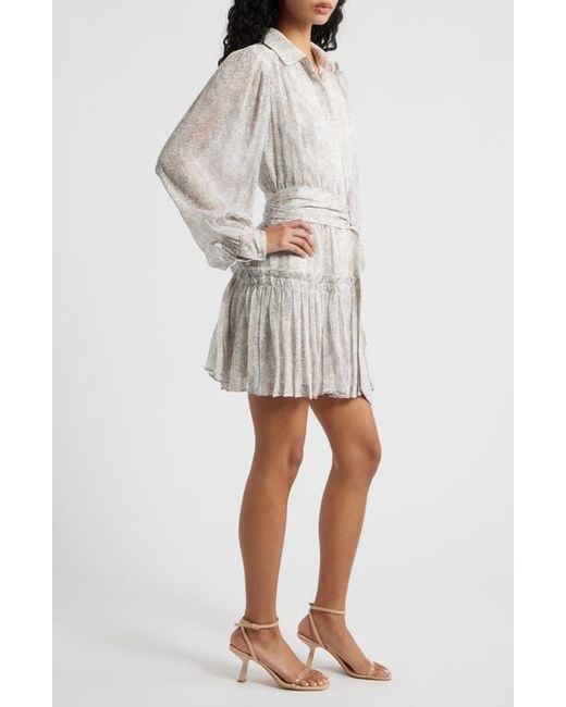 En Saison Josette Floral Long Sleeve Chiffon Minidress in White | Lyst
