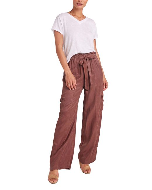 Bella Dahl Echo High Paperbag Waist Cargo Pants In Red Lyst