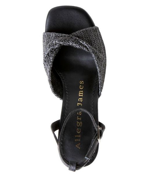 Allegra James Mona Raffia Wedge Sandal in Black | Lyst