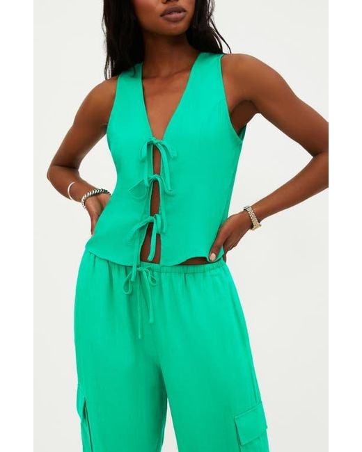 Beach Riot Arlowe Tie Front Vest in Green | Lyst
