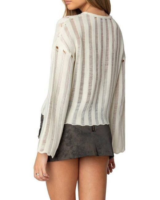 Edikted Shredded Ladder Stitch Sweater in Black | Lyst