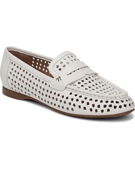 Naturalizer Bloom Perforated Penny Loafer in White | Lyst