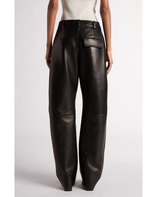 Bottega Veneta Rounded Leg Lambskin Leather Pants in Black | Lyst