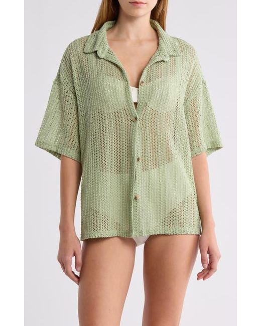 Billabong Largo Open Stitch Cover-Up Shirt in Green | Lyst