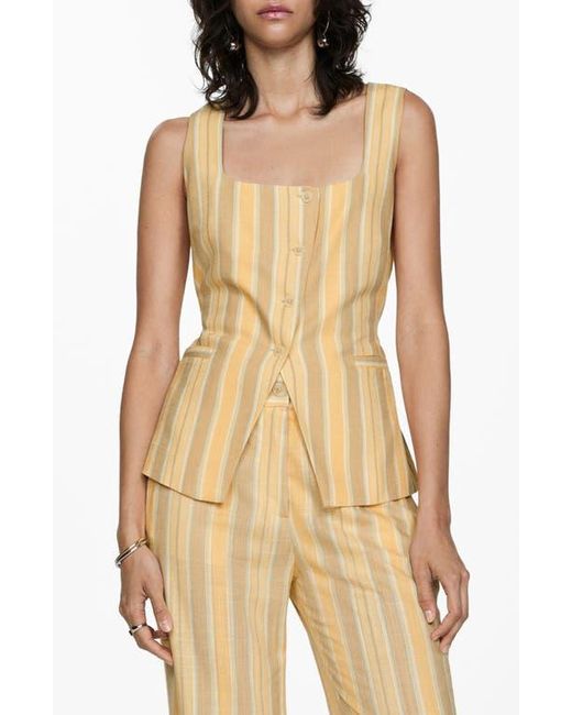 Mango Stripe Square Neck Vest in Natural | Lyst