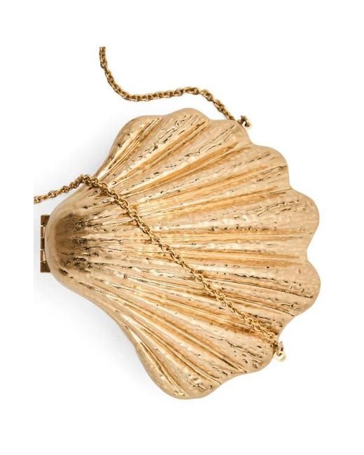 Mango Small Shell Clutch in Natural | Lyst