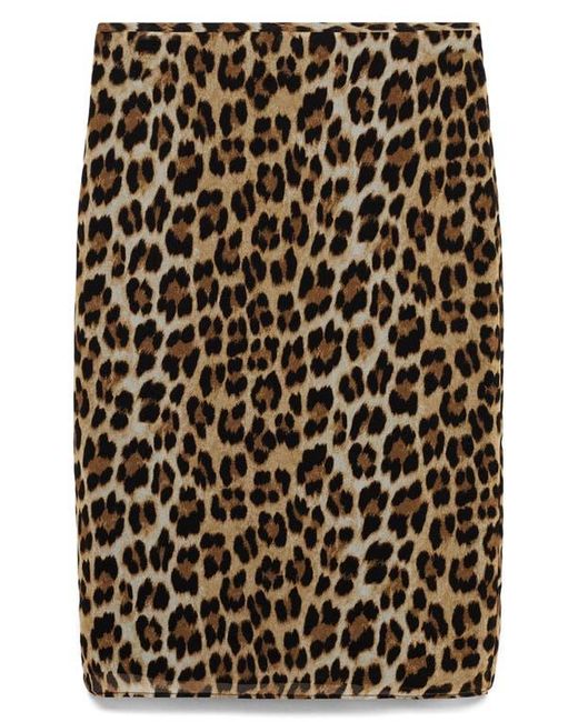 Mango Leopard Print Mesh Midi Skirt in Black | Lyst