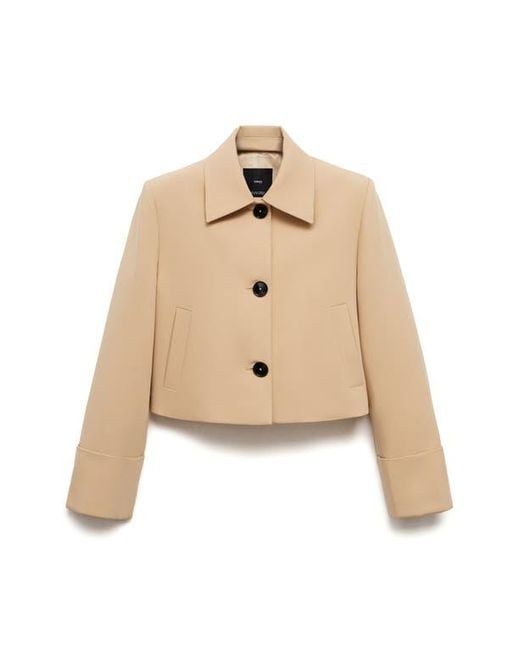 Mango Structured Crop Jacket in Natural | Lyst