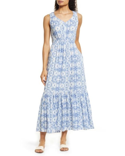 Beach Lunch Lounge Freesia Print Maxi Dress In Blue Lyst