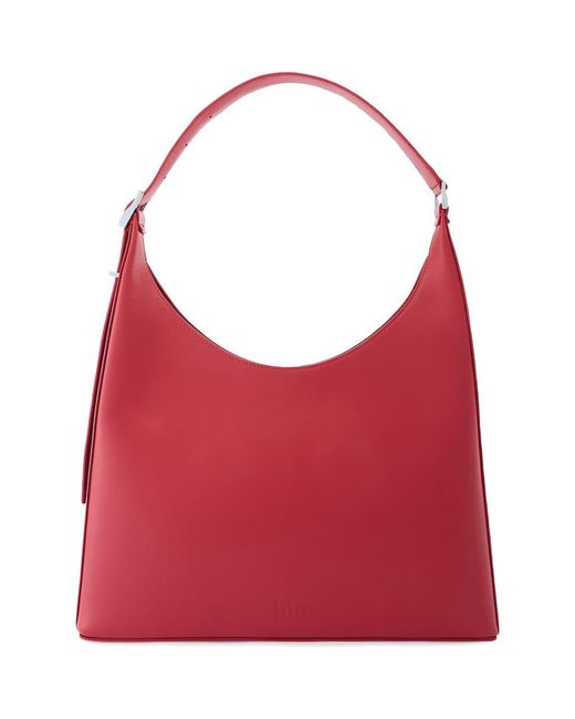 BEHNO Large Danny Flatiron Leather Shoulder Bag in Red | Lyst
