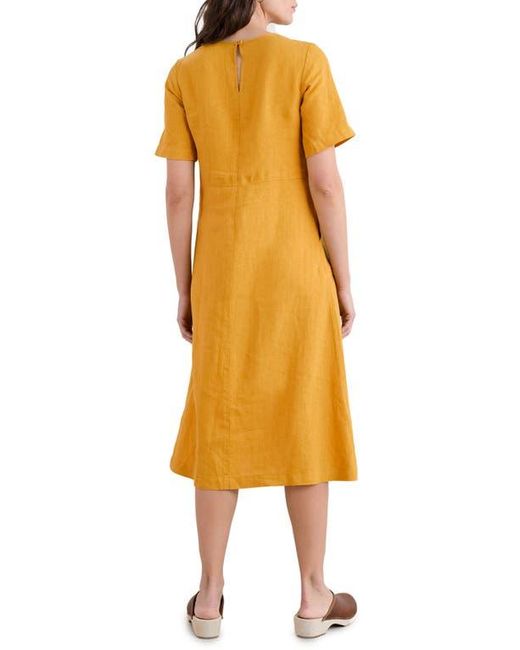 Seasalt Cornwall Grass Wave Linen Midi Dress in Yellow | Lyst