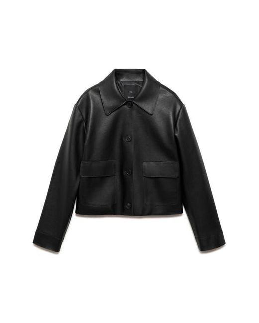 Mango Sabina Faux Leather Jacket in Black | Lyst