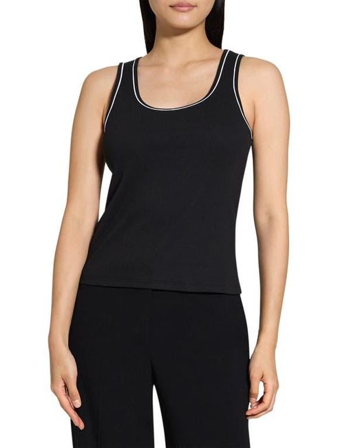Theory Perry Contrast Trim Tank in Black | Lyst