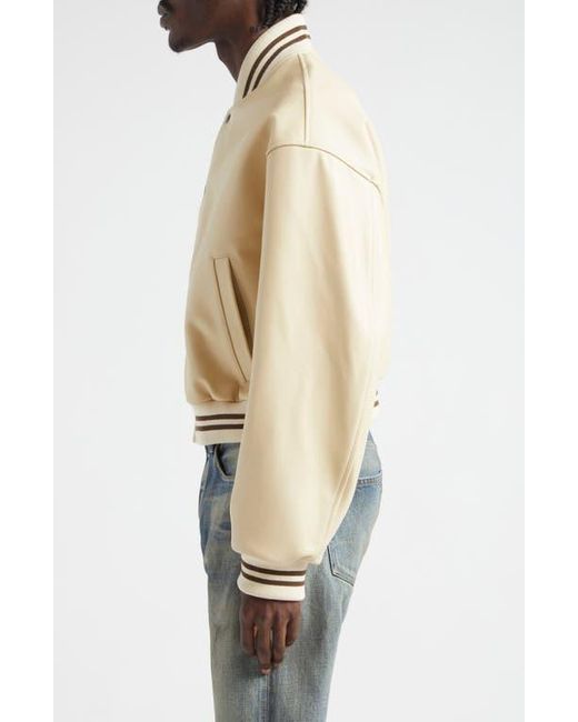 John Elliott Stadium Leather Bomber Jacket in Natural for Men | Lyst