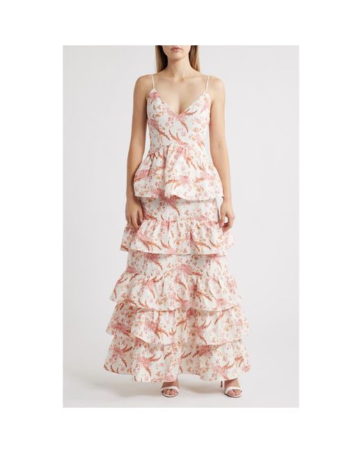 Sonya Moda Amara Tiered Maxi Dress in Pink | Lyst