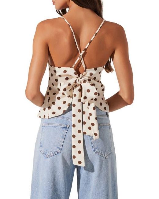 Astr Everli Polka Dot Tie Back Top in Blue | Lyst