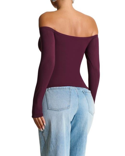 Naked Wardrobe Butter Off The Shoulder Top in Red | Lyst