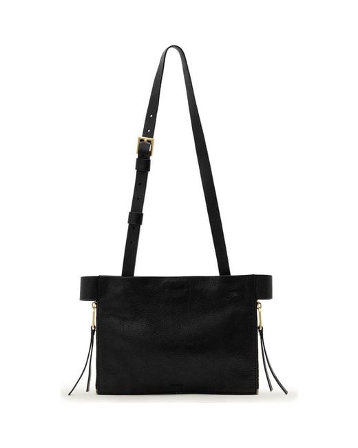 AllSaints Marlo Leather Crossbody Bag in Black | Lyst